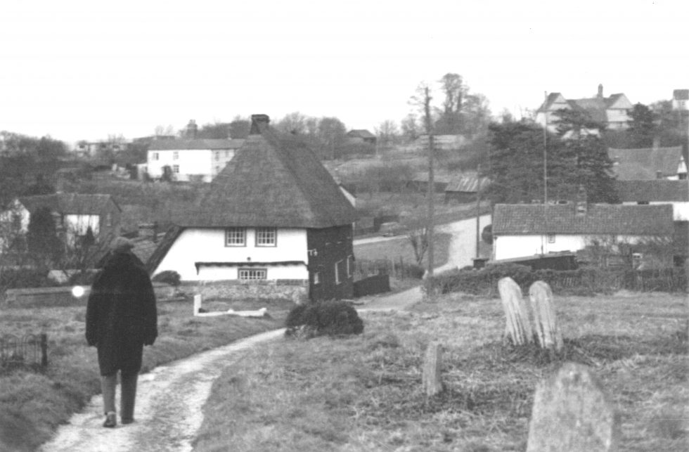 St Botolph’s churchyard and Beam Ends, 1940s | Hadstock Village Archive