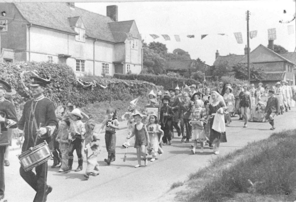 Fete Parade in Linton Road, 1950s | Hadstock Village Archive